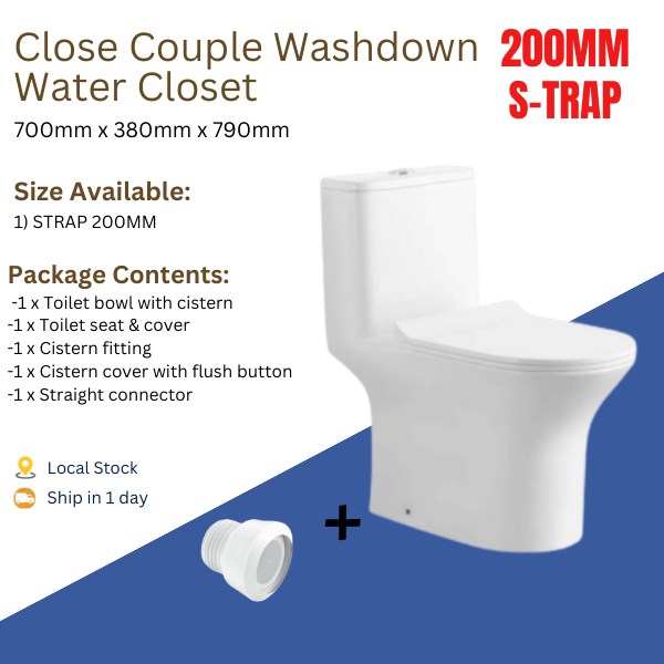 SANIWARE S-TRAP 150MM/200MM/250MM Bathroom 1 Piece Rimless Washdown ...