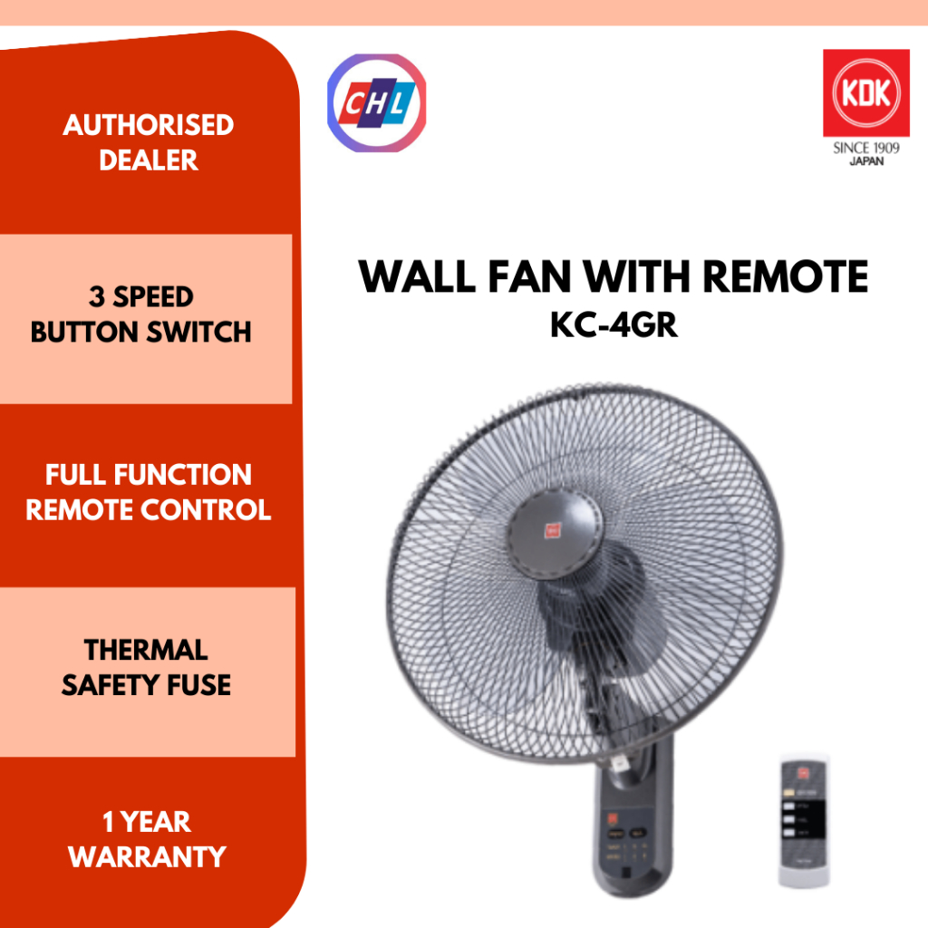 KDK Wall Fan 16" with Remote KC-4GR [READY STOCK & RANDOM COLOUR]-KDK ...