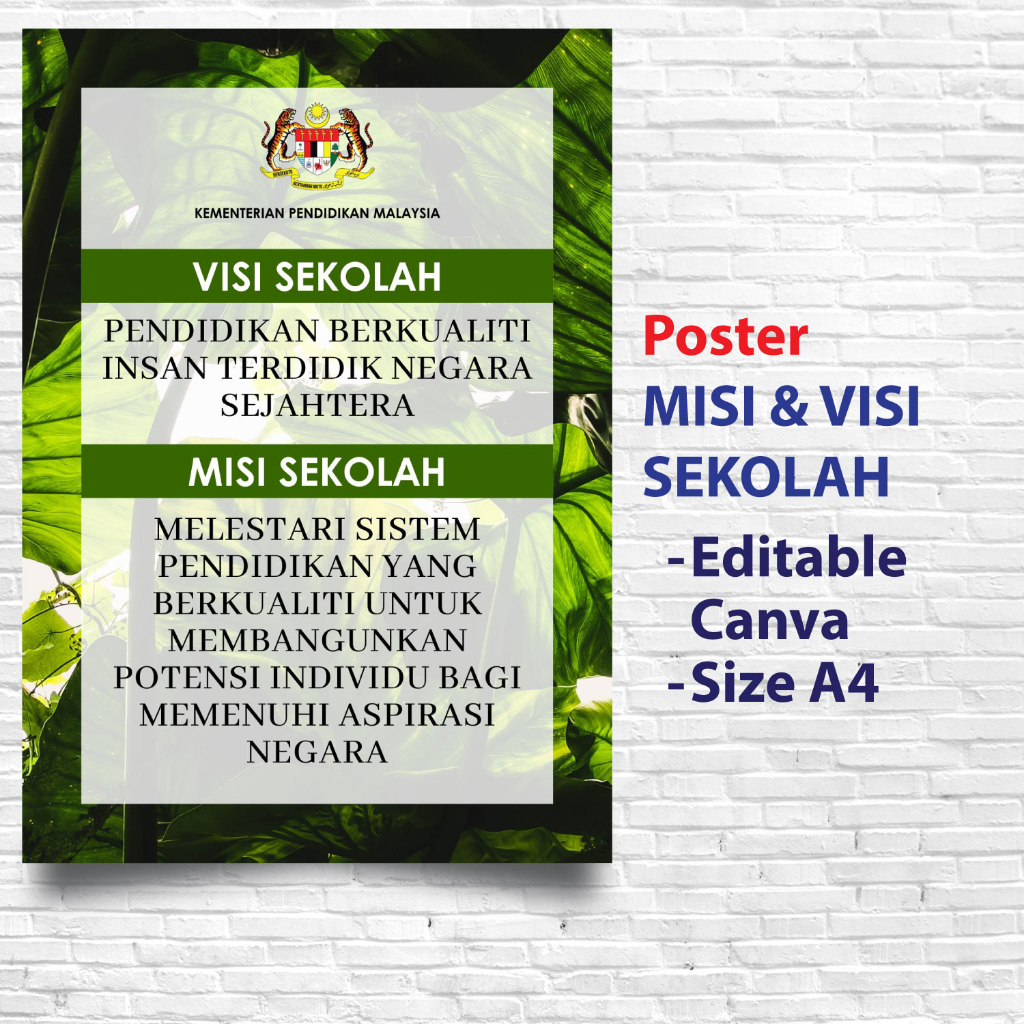 Poster Misi & Visi Sekolah Template Canva Editable | Shopee Malaysia