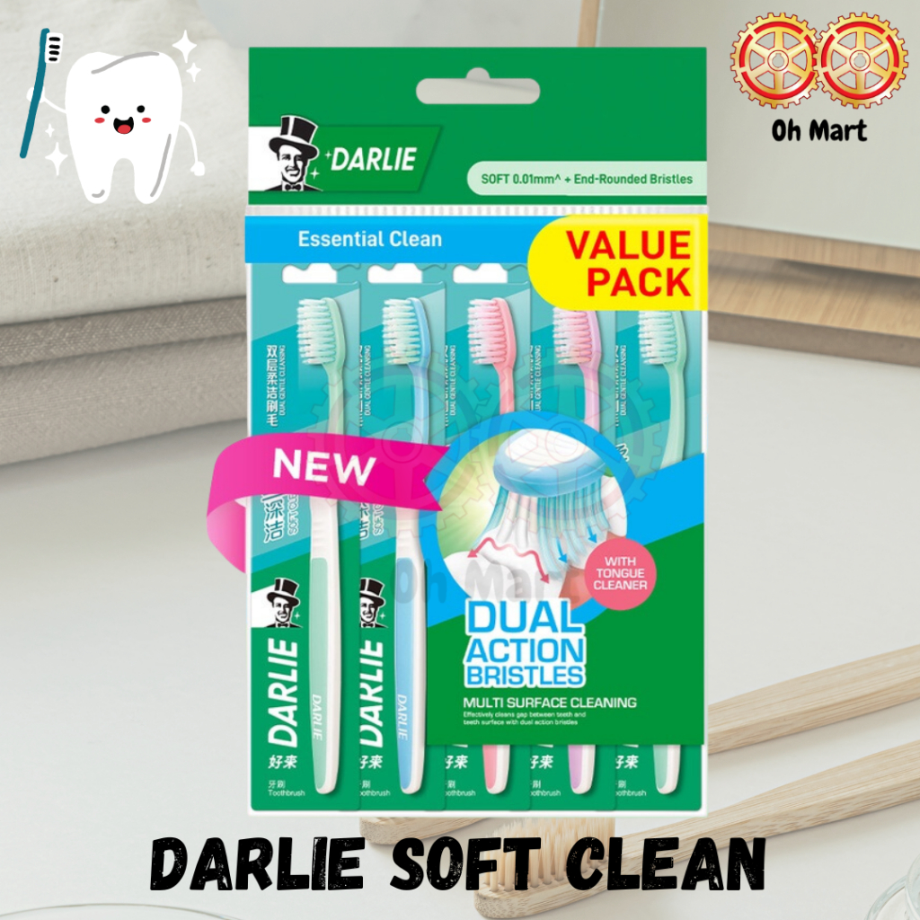 Darlie Soft Clean Dual Gentle Cleaning Toothbrush - 5pcs | Shopee Malaysia