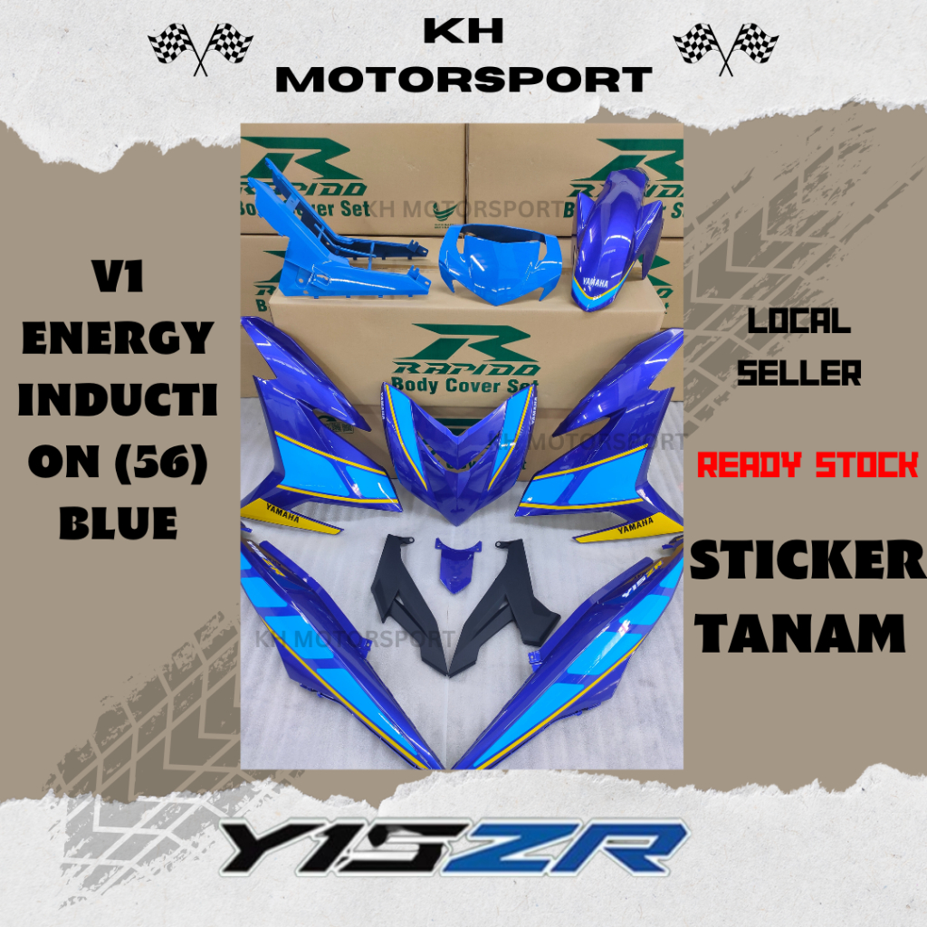 YAMAHA Y15ZR V1/V2 ENERGY INDUCTION (56) BLUE COVER SET (STICKER TANAM ...