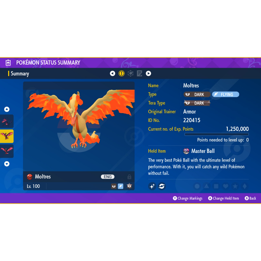 Pokemon Scarlet & Violet 6IVs Full EV trained Shiny Galar Moltres ...