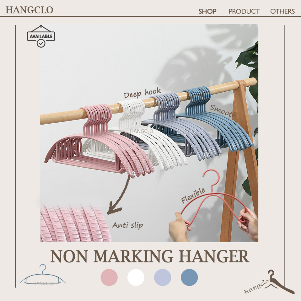 Premium Non Marking Hanger Plastic Seamless Clothes Hanger Baju High ...