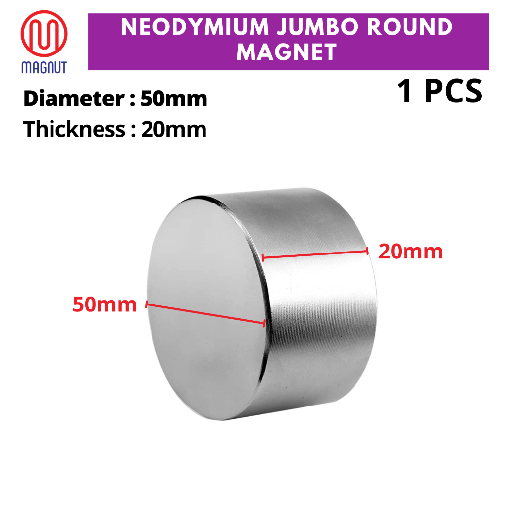 1pcs - 50mm x 20mm LARGE Rare Earth Neodymium Round Magnet | Shopee ...