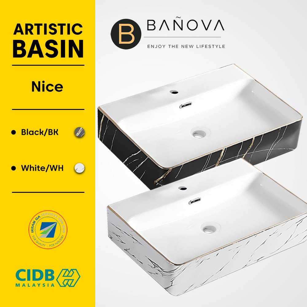 BANOVA Artistic Nice Basin Bathroom Top Basin Toilet Basin Ceramic & Table Top Wash Basin (Basin ...
