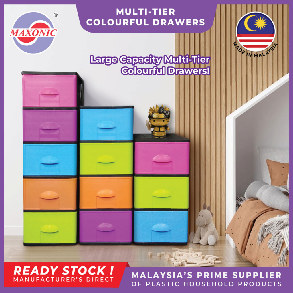 MAXONIC PLASTIC MULTI-TIER COLORFUL DRAWERS | LACI PLASTIK WARNA-WARNI ...
