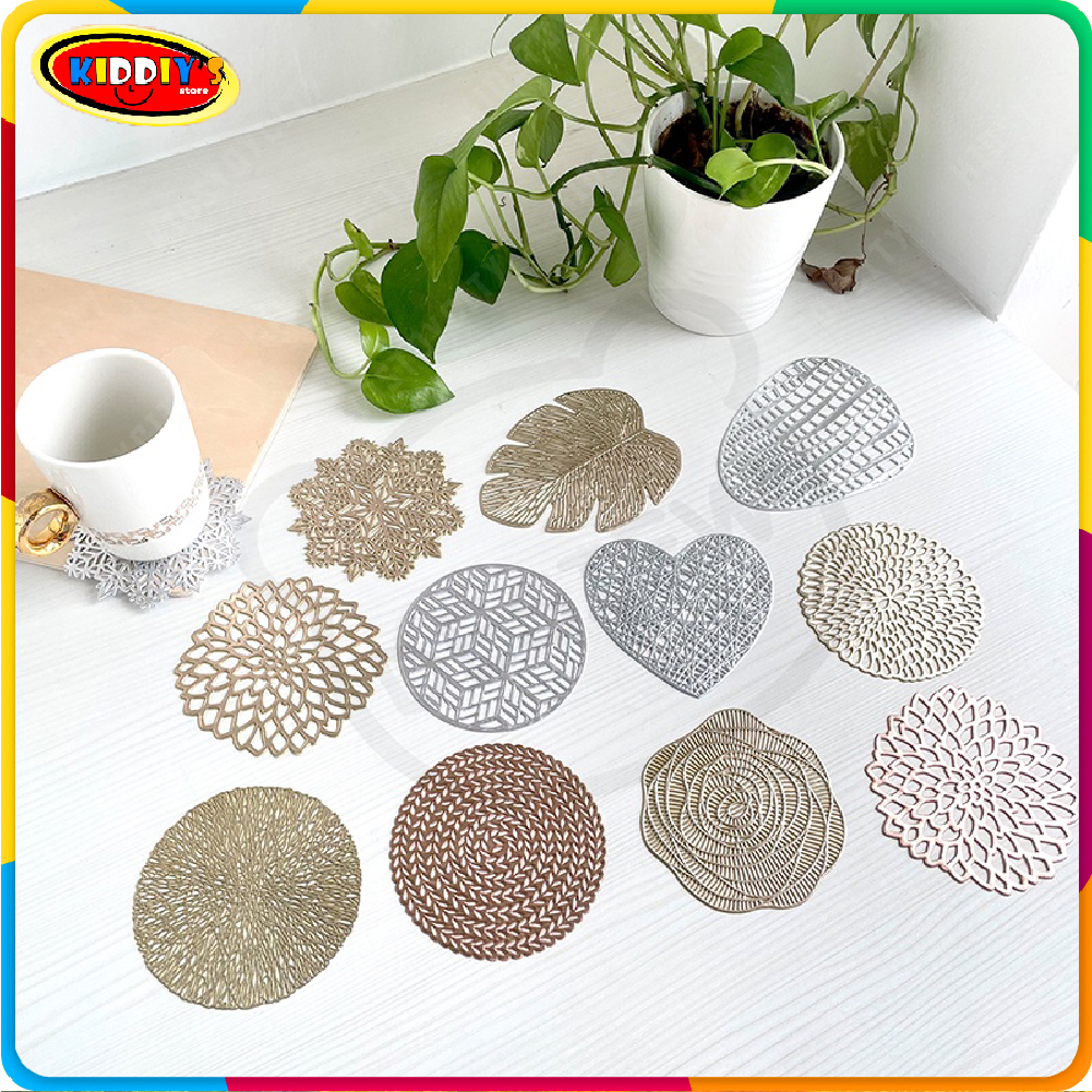 Raya Deco 2025 Alas Cawan Cup Mat Coaster Elegant Rose Flower Gold ...