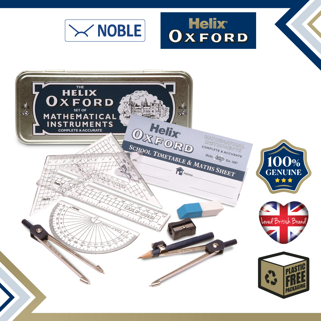 Helix OXFORD Set of Mathematical Instruments | Compass Set / Metal Case ...