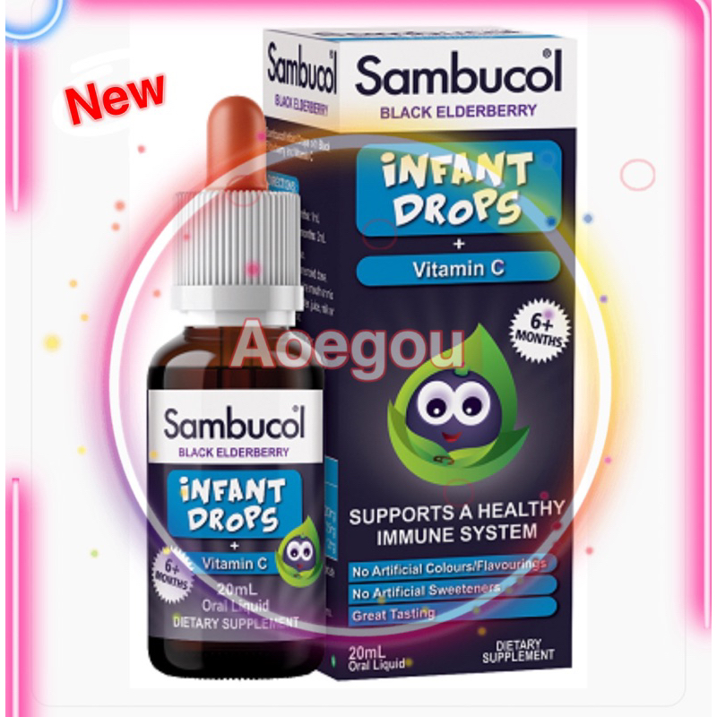 SAMBUCOL BLACK ELDERBERRY Infant Drops vitamin c+zinc 20ml | Shopee ...