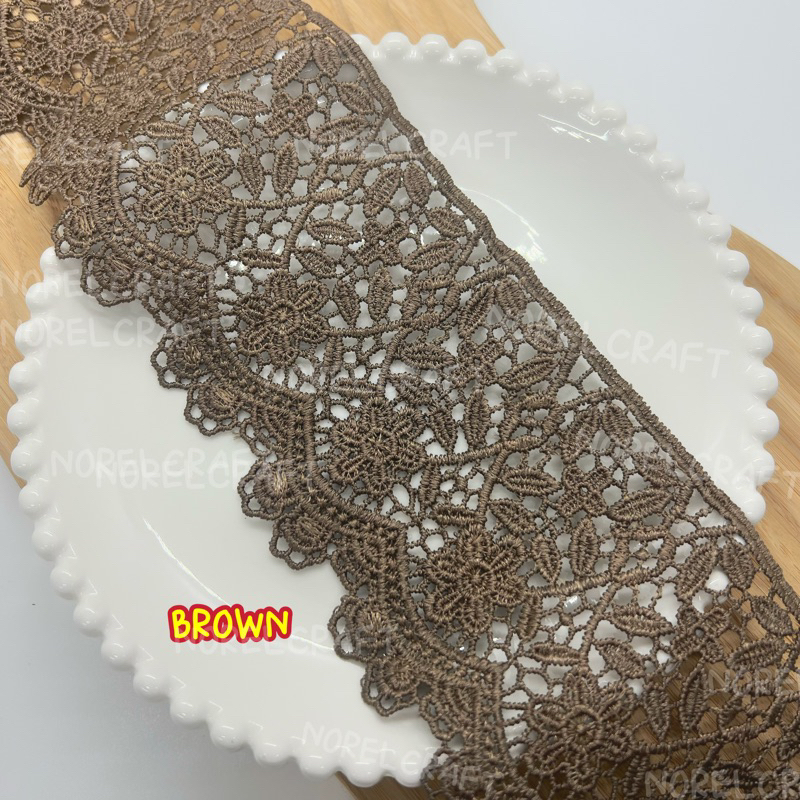 034#[1METER]CHEMICAL FLOWER LACE/ EMBROIDERY LACE/RENDA SULAM BUNGA ...