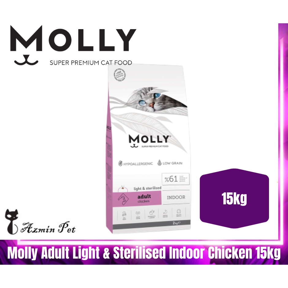 Molly Cat Adult Light & Sterilised Chicken - Indoor (Cat Food) 15KG ...