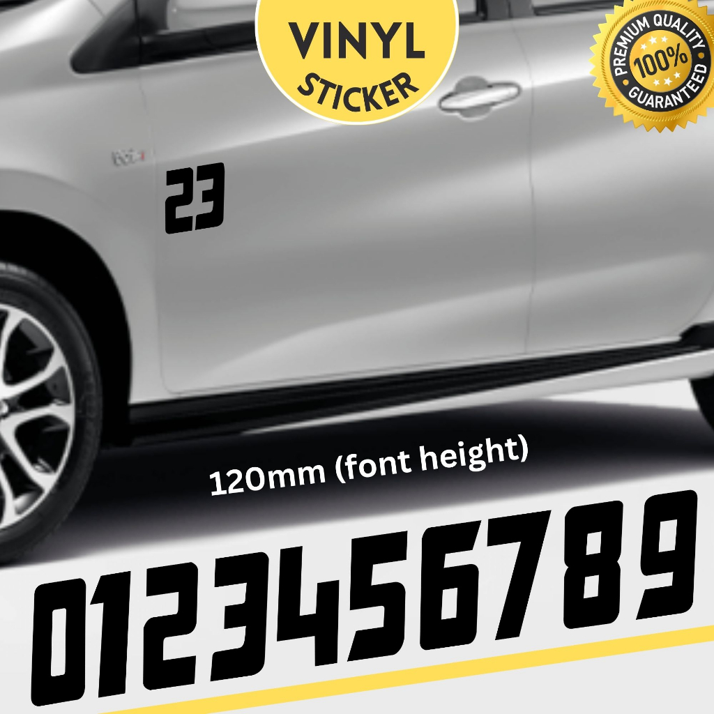 (Ready Stock) Number Sticker 120mm (H) / Nombor Stiker Car / Motorcycle ...
