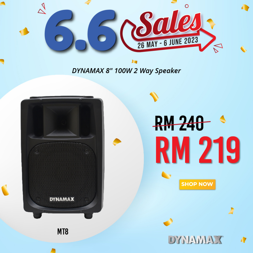 DYNAMAX MT8 8" 2-WAY Passive Speaker, loudspeaker, speaker 8 inch (1 Pc ...