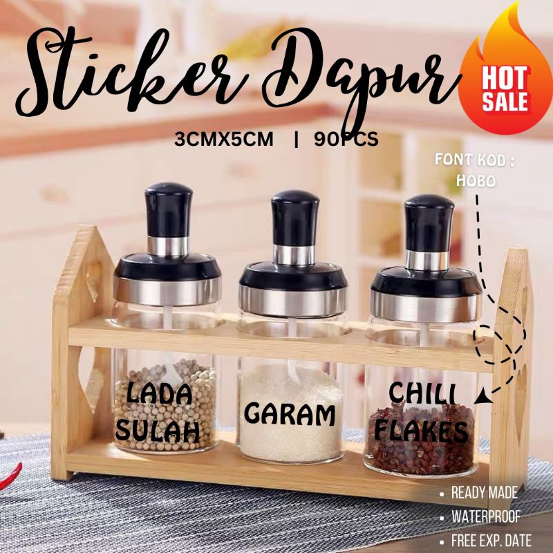 [READYMADE] 90pcs Sticker Label Dapur Kalis Air / Kitchen Sticker ...