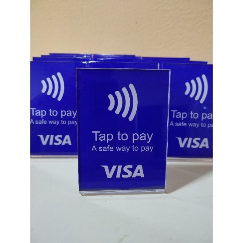 Acrylic Visa Tap to pay sign board, table signage, Tap to pay Logo ...