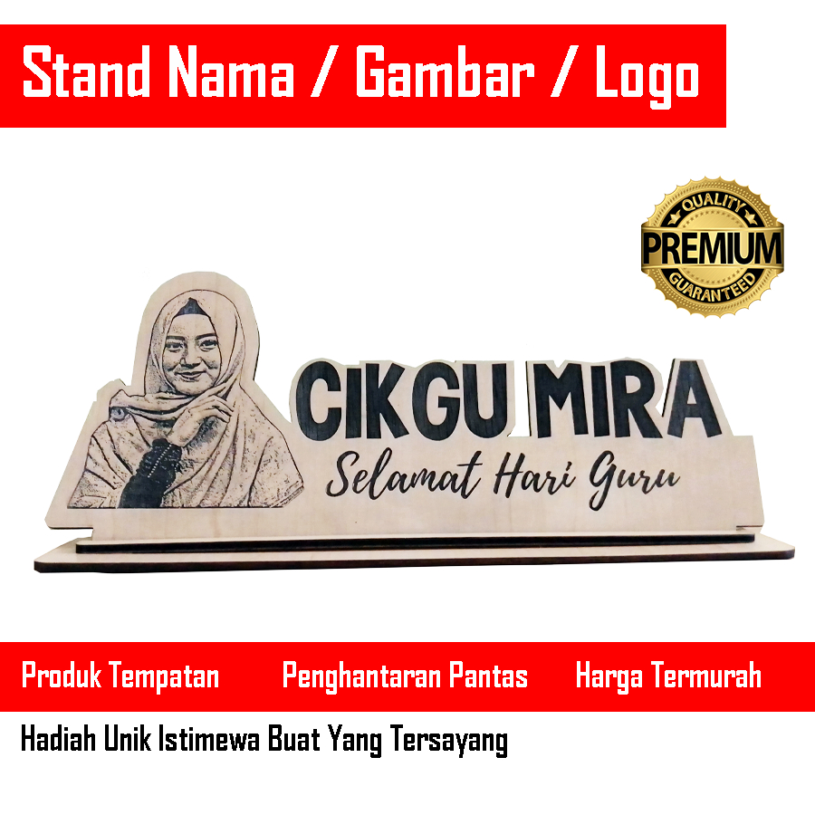 Stand Nama Meja / Wooden Name Stand/ Tanda Nama Meja Guru / Table Tag ...