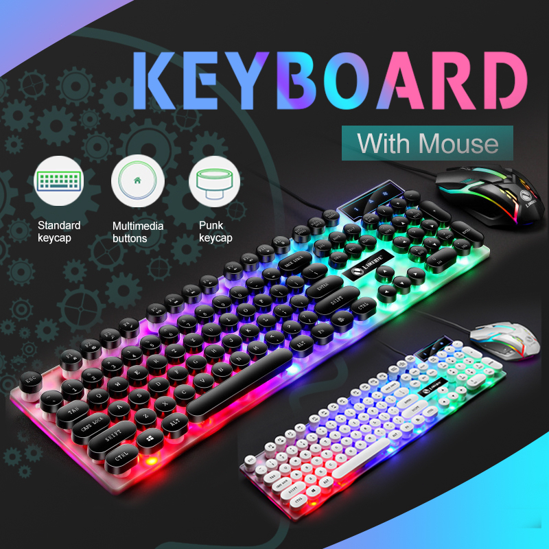 LED Gaming Keyboard Mouse Elegant Slim USB Wired Keyboard LED Light I ...