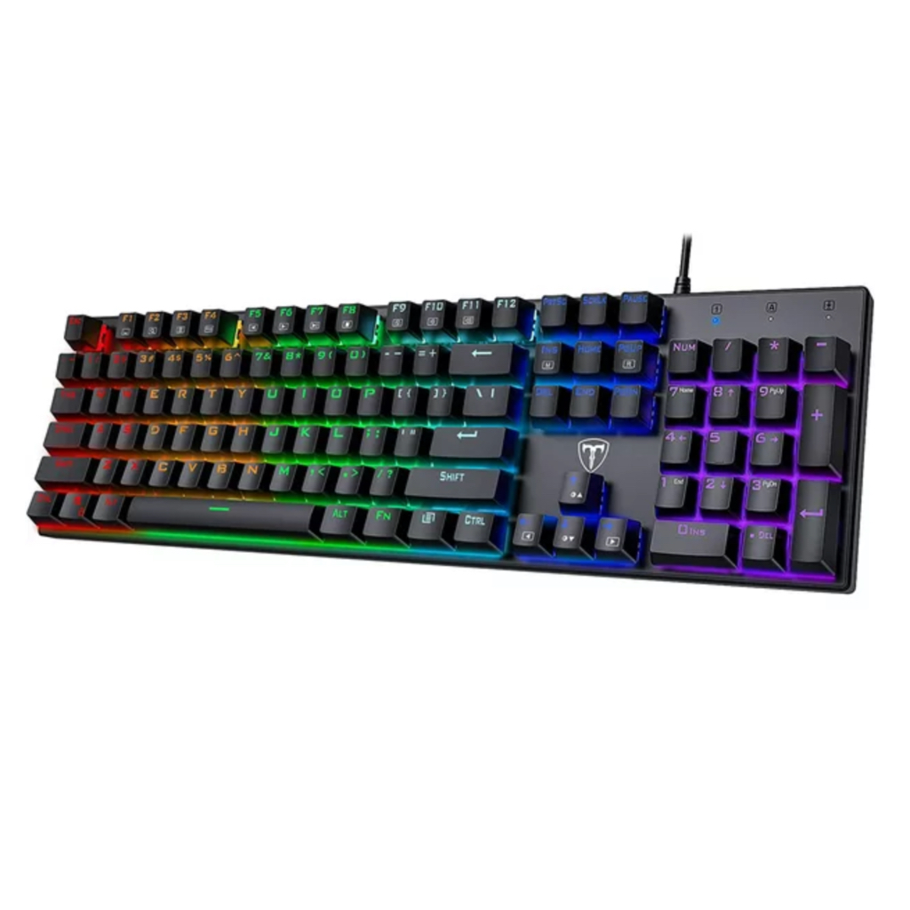 PICTEK Mechanical Gaming Keyboard Full Size, Rainbow Backlit Ultra-Slim ...