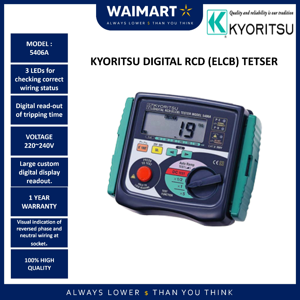KYORITSU 5406A RCD (ELCB) TESTER | Shopee Malaysia