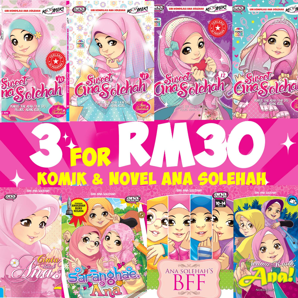 30+ Komik & Novel Ana Solehah (Ana Muslim) Buku Cerita Kanak-kanak Perempuan Muslimah (Harga ...