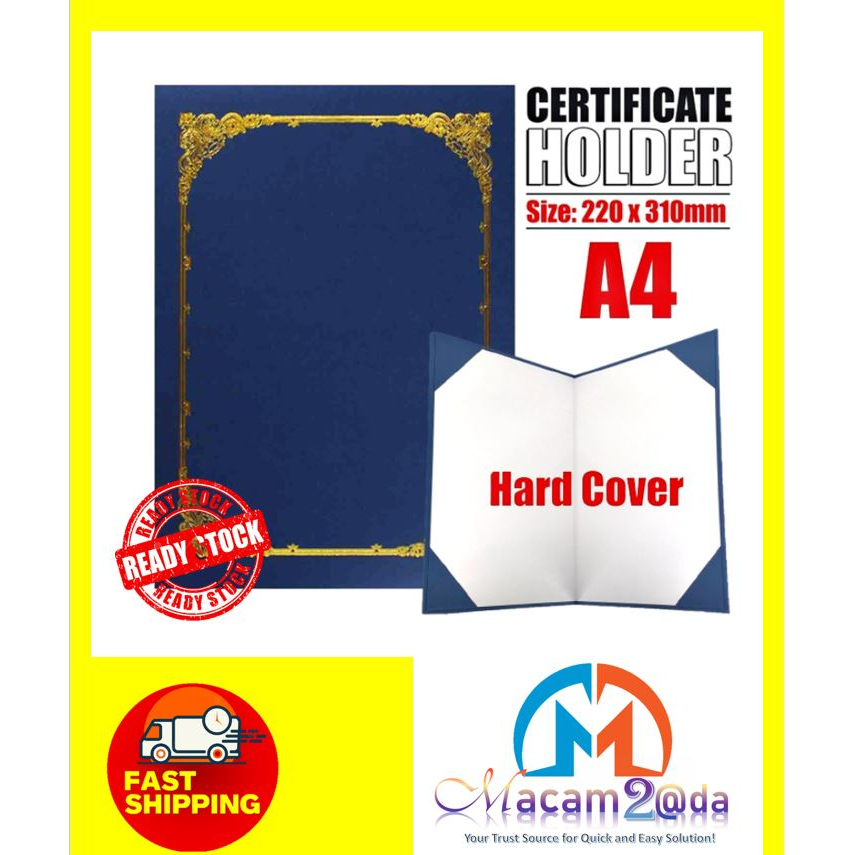 🌟Ready Stock🌟 A4 Certificate Holder Hard Cover with Gold Border/Durable ...