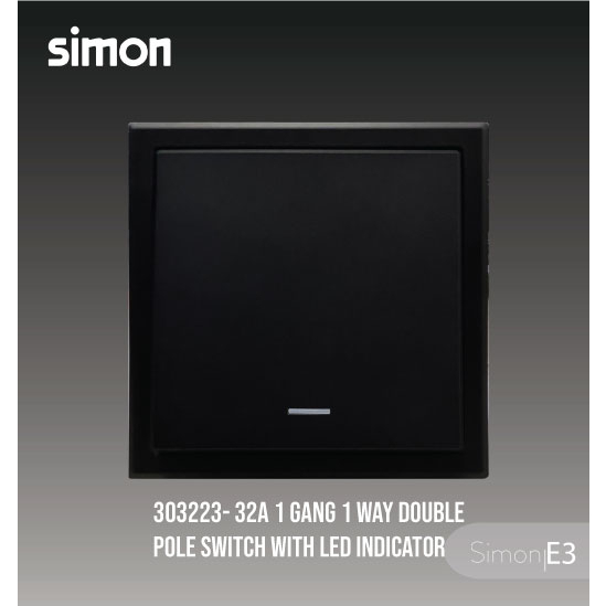 Simon E3 Series 32A 1 Gang 1 Way Double Pole Switch With LED Indicator ...