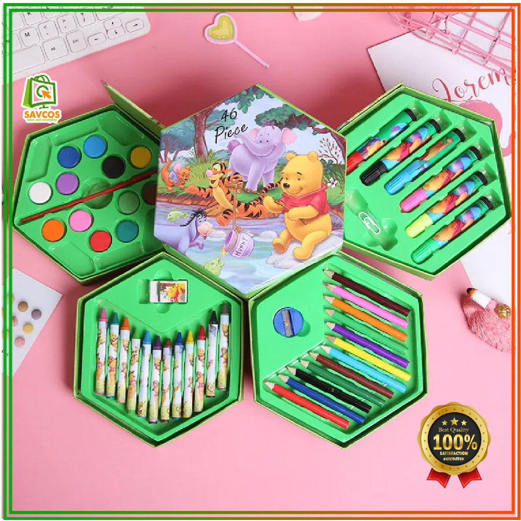 46in1 Drawing Colouring Kids Stationary Set Colour Pencil Stationery ...