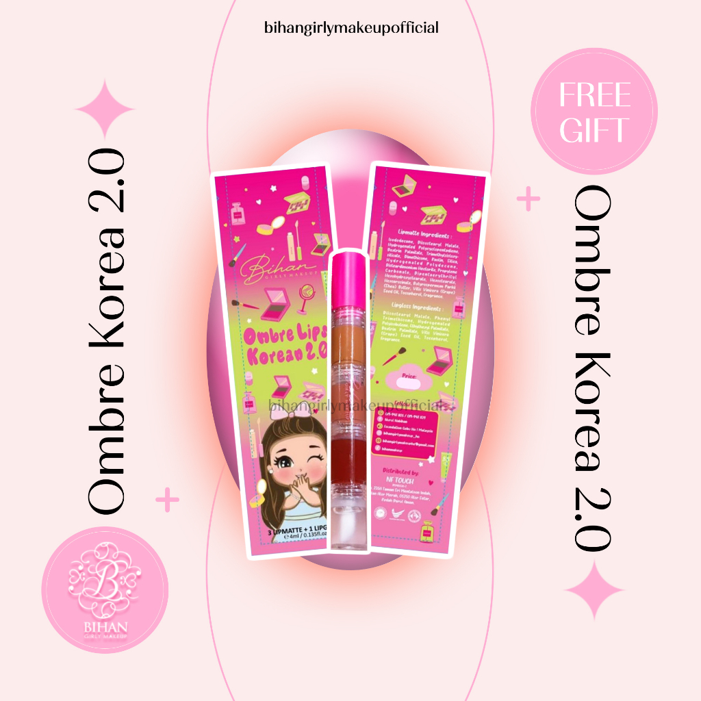 LIPMATTE OMBRE LIPS KOREAN 3 IN 1 BGM | LIPMATTE OMBRE LIPS RAYA BGM ...