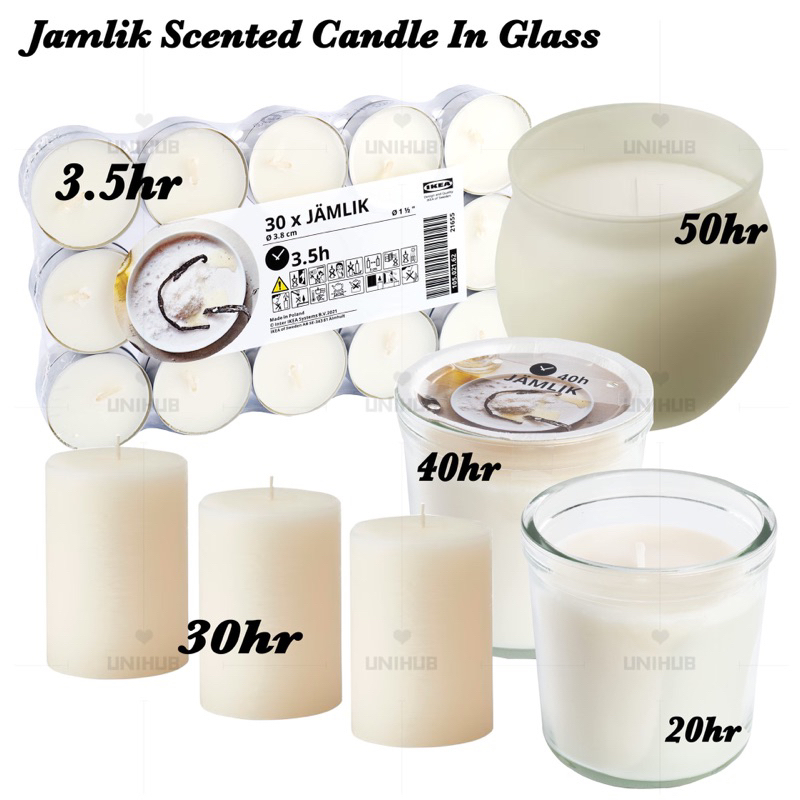 IKEA JAMLIK Scented candle in glass, Vanilla/light beige | Shopee Malaysia