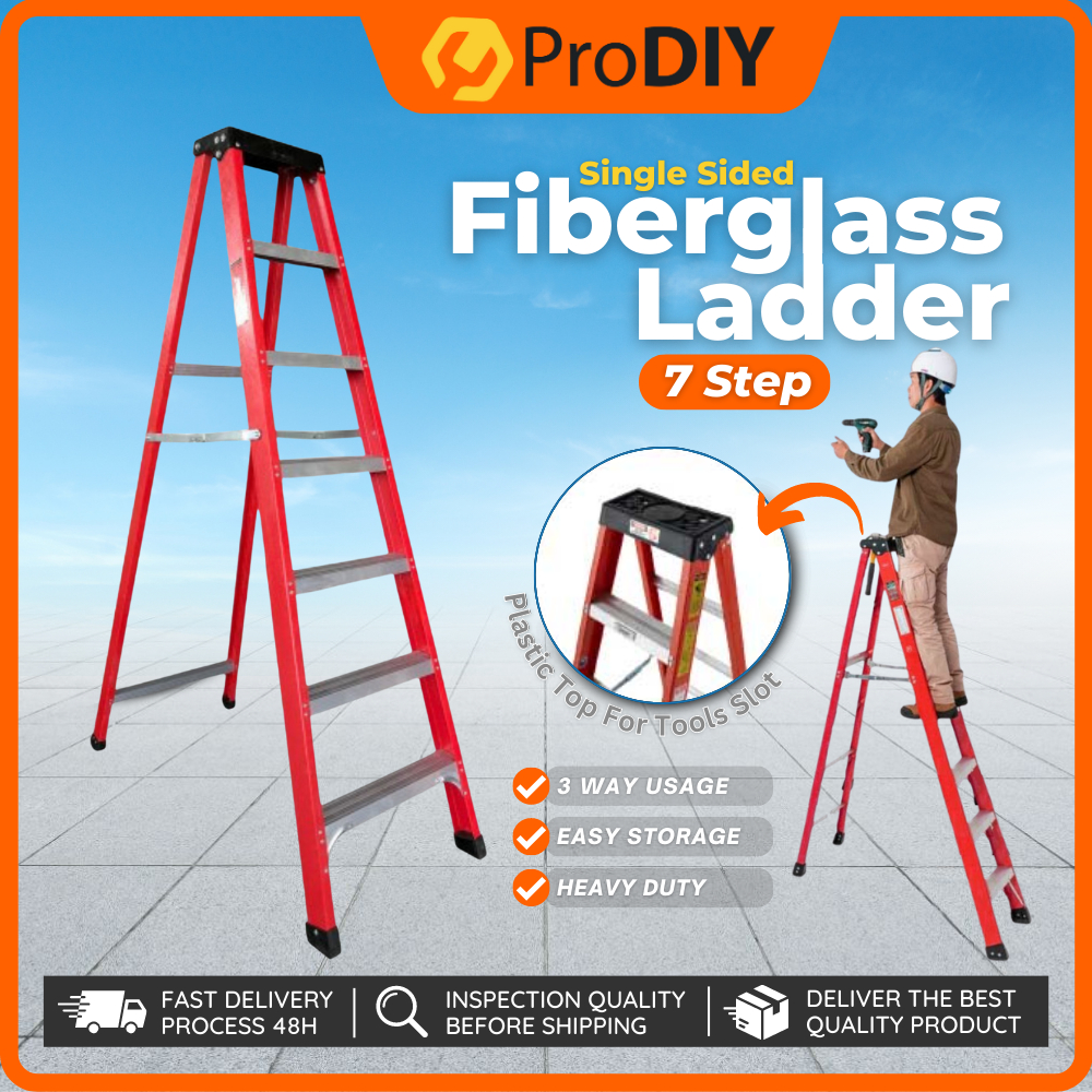 Tangga 7 Step Ladder 2.15M 7.05ft Step Tangga Aluminium Single Sided ...