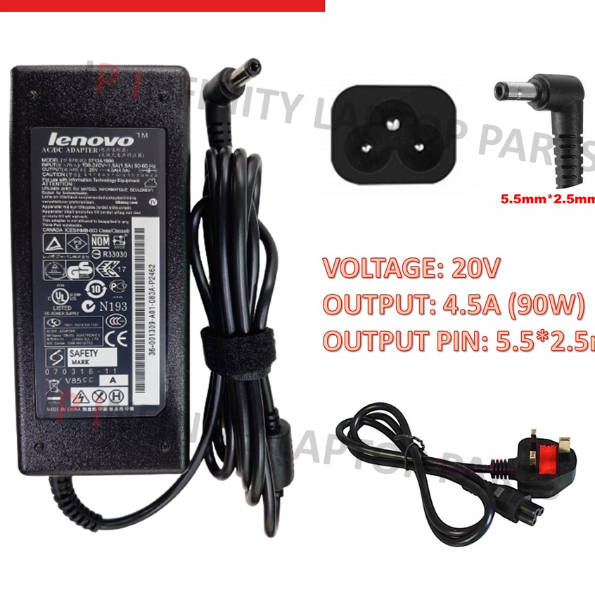 Lenovo G470 G480 G465 G455 G560 G570 Z460 Z580 20V 3.25A (65W) 5.5 x 2.5mm Notebook Charger ...