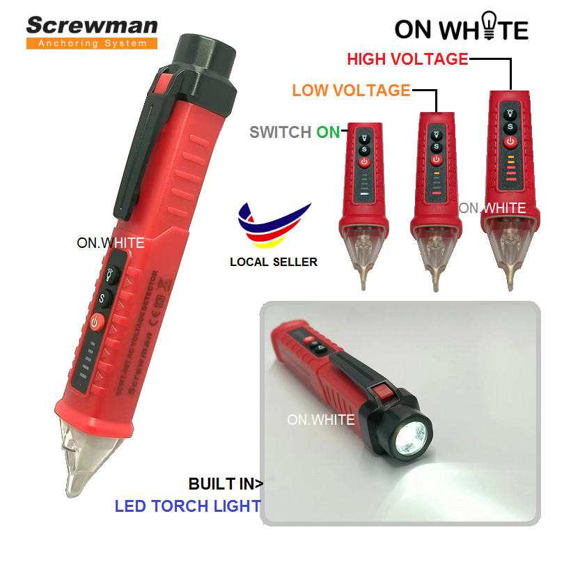 SCREWMAN AC VOLTAGE TESTER / DETECTOR SENSITIVITY RANGE : 12-1000V AC ...