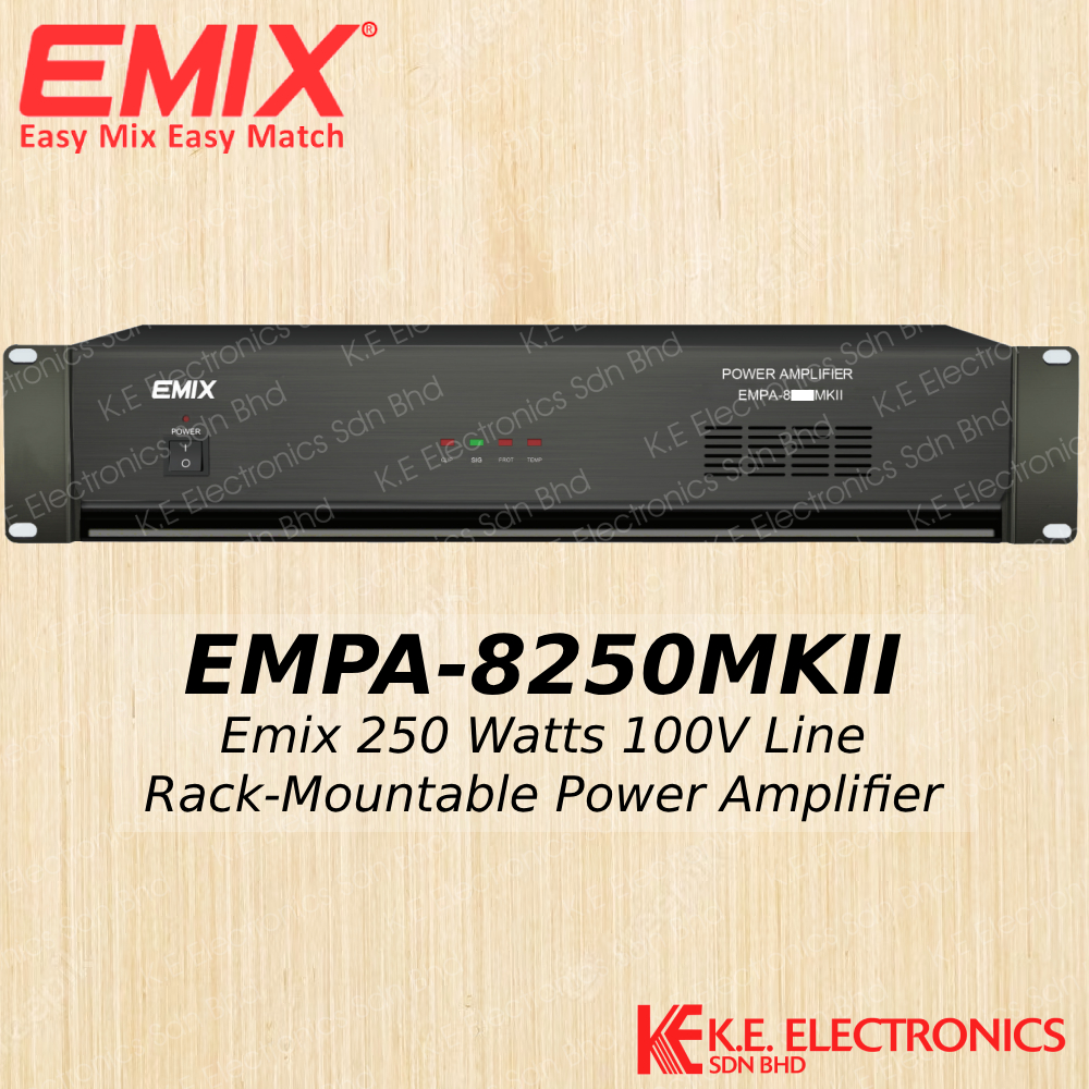 Emix EMPA-8250MKII 250 Watts 100V Line Rack-Mountable Power Amplifier ...