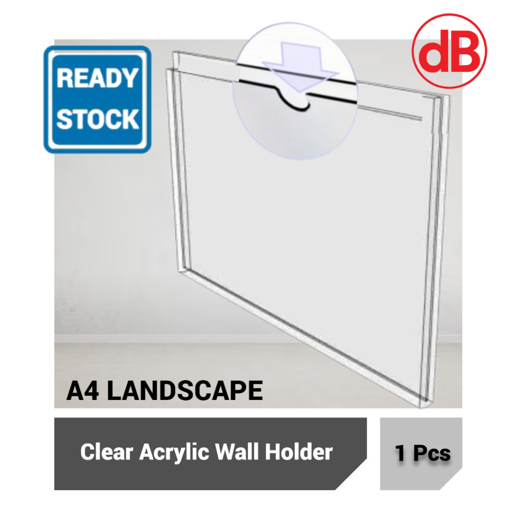 (Ready Stock)A4 (Landscape) Clear Acrylic Wall Holder/Pocket Holder ...