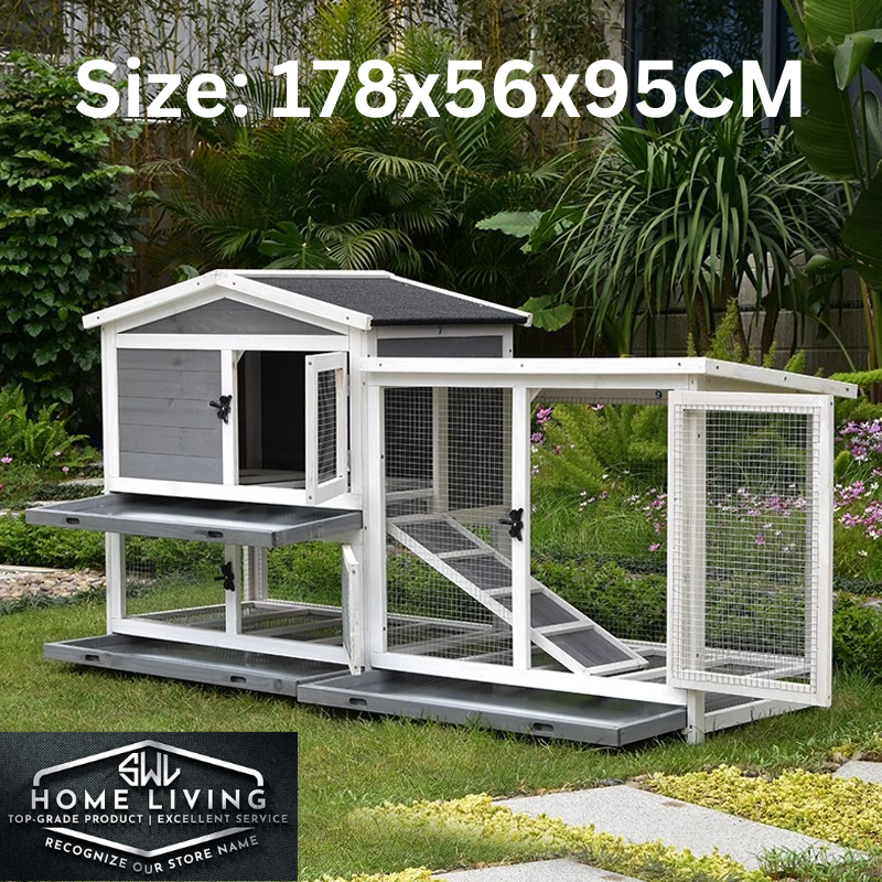 Outdoor Rabbit Cage Sangkar Arnab Solid Wood Bunny Chicken Duckling ...