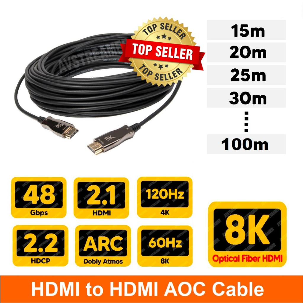 8K HDMI Fiber Optic AOC Cable (2m/5m/10m/15m/20m/30m/50m/70m/80m/100m) | Shopee Malaysia