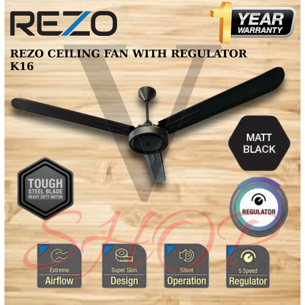 REZO 60 INCH 5 SPEEDS STEEL BLADE CEILING FAN WITH REGULATOR K16 ...