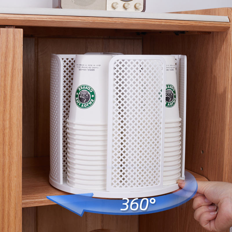 Cup Storage Rack 360° Desktop Rotating Compartment Rack Disposable Cup ...