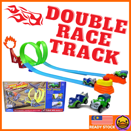 Double Race Track 360 Degrees Track Builder Playset Toys Car Ramp Racer ...
