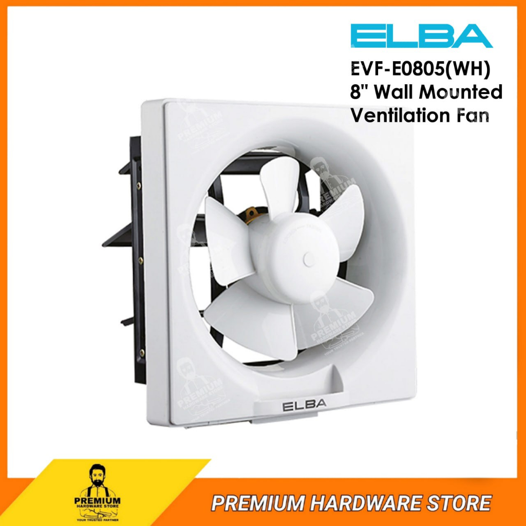 ELBA Wall Mounted Ventilation Fan 8 Inch EVF-E0805(WH) Ventilator ...