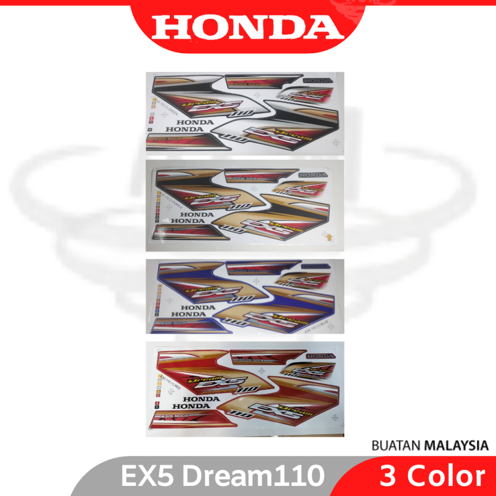 HONDA EX5 Dream 110 Carburetor Body Cover Set Coverset Stripe Strike Sticker Carb - Blue Purple ...