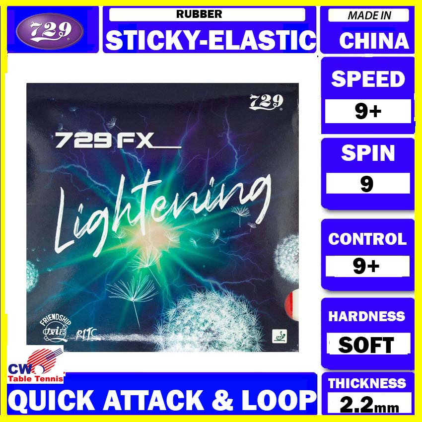 729 Friendship Super 729 FX Lightening Sticky Elastic Rubber Table Tennis Rubber Karet Ping Pong ...