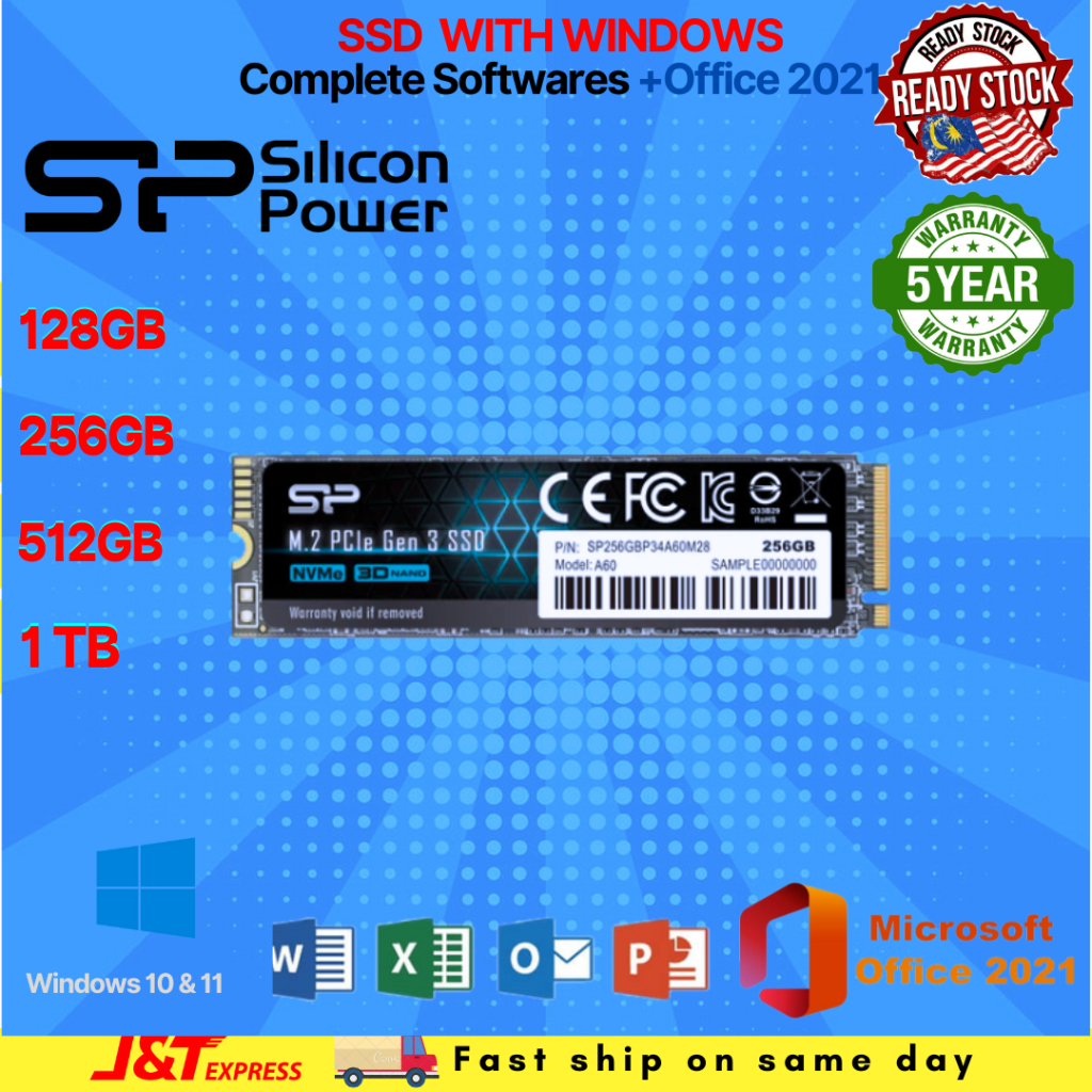 Silicon Power NVMe PCIe Gen3x4 M.2 2280 SSD Solid State Drives_A60 P34 ...