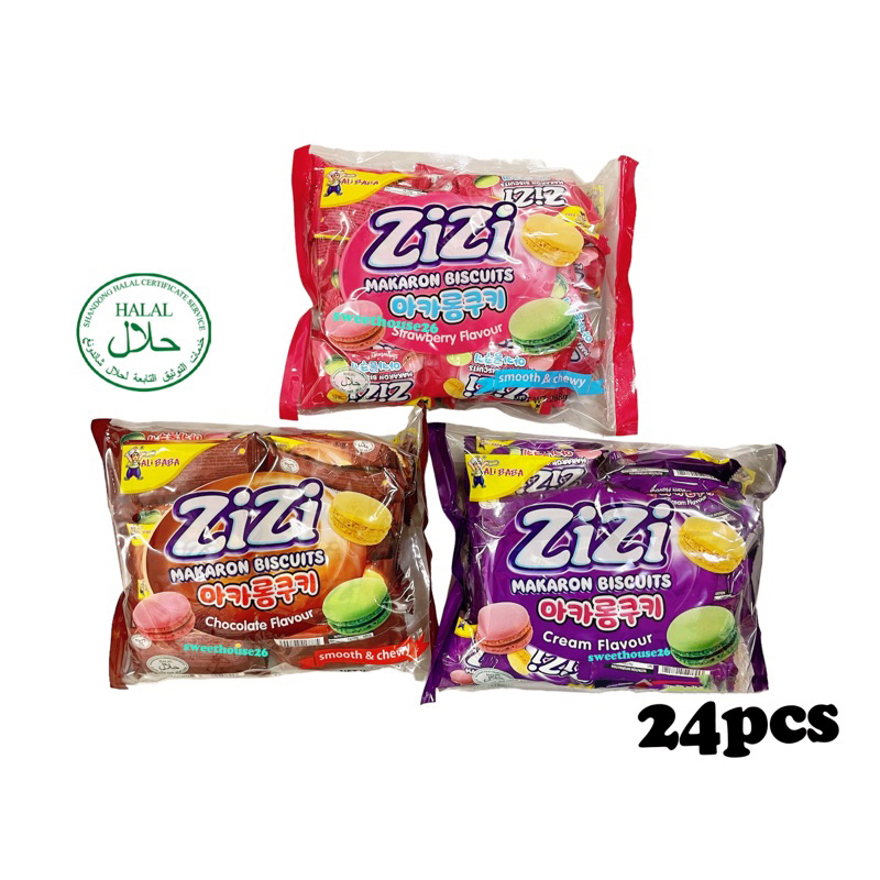 ZiZi Makaron Biscuits Biskut Chocolate Strawberry Cream Flavour 24pcs ...