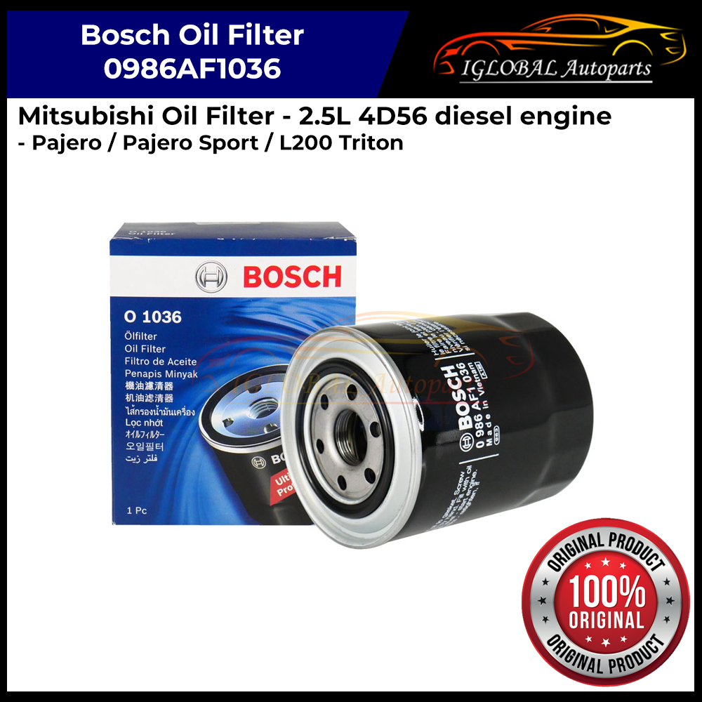 Bosch Oil Filter O1036 - Mitsubishi Pajero, Pajero Sport, L200 Triton ...