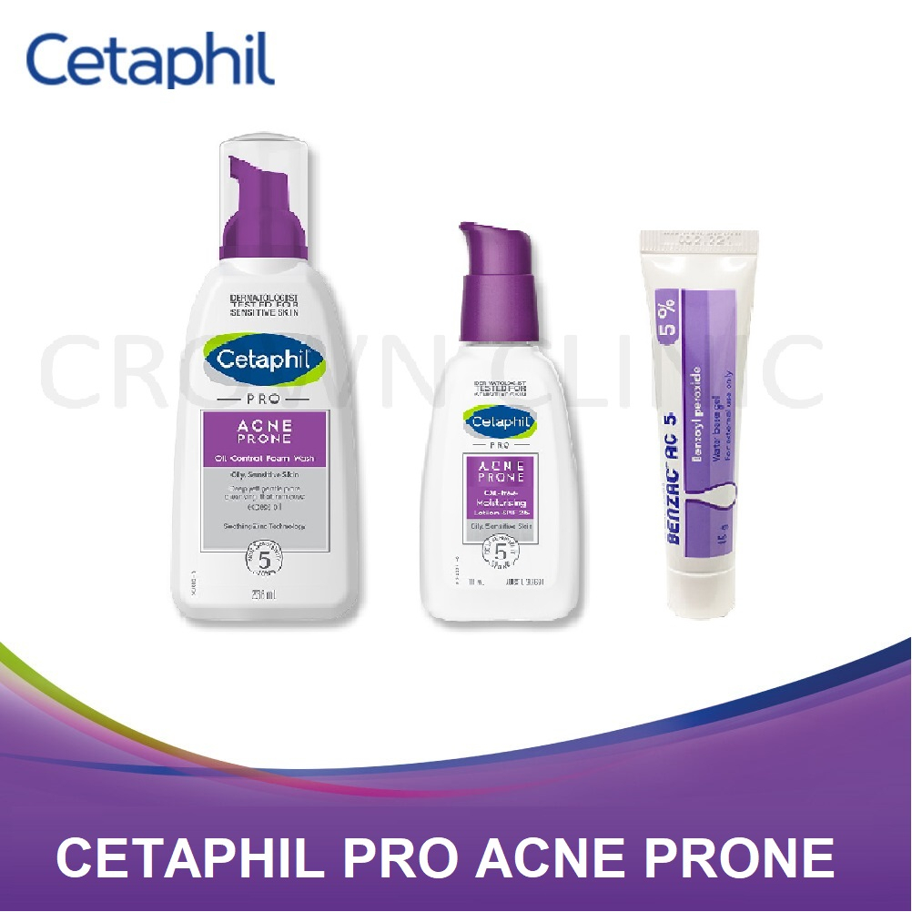 Cetaphil Pro Acne Prone Set of 3' (Foam Wash, Lotion SPF25, Benzac AC5 ...