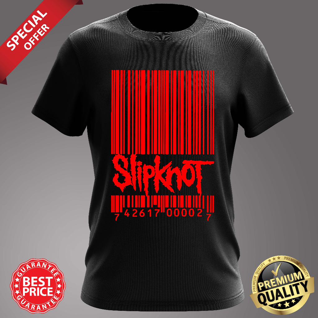🔥 BAJU BAND 🔥 SLIPKNOT BARCODE DESIGN CUSTOMADE ROUND NECK T-SHIRT ...