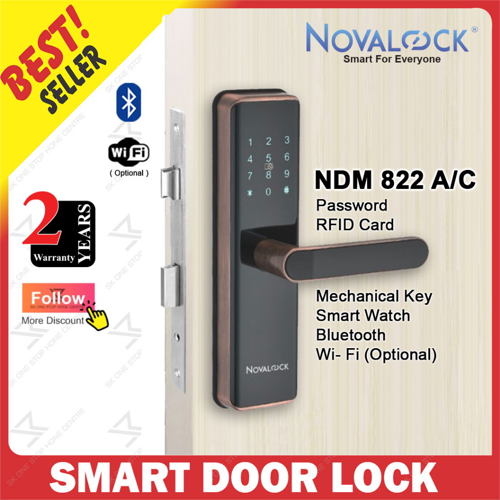 Novalock NDM 822 A/C / NDM 822 M/B / NDM 822 M/G Smart Door Lock ( PIN ...