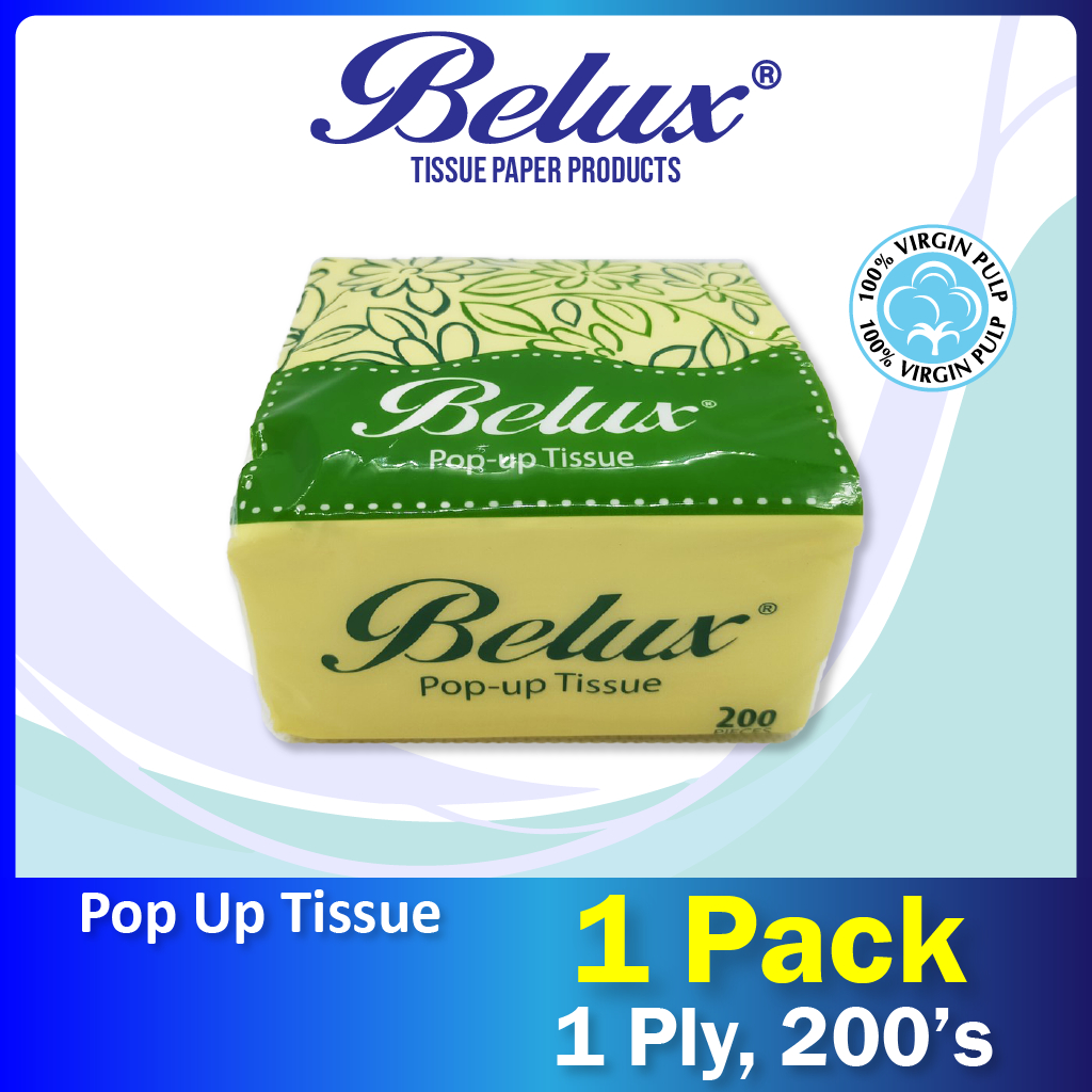 Belux Pop Up Tissue Paper 1 Ply - 200 Sheets x 1 Pack 100% Pulp [Ready ...