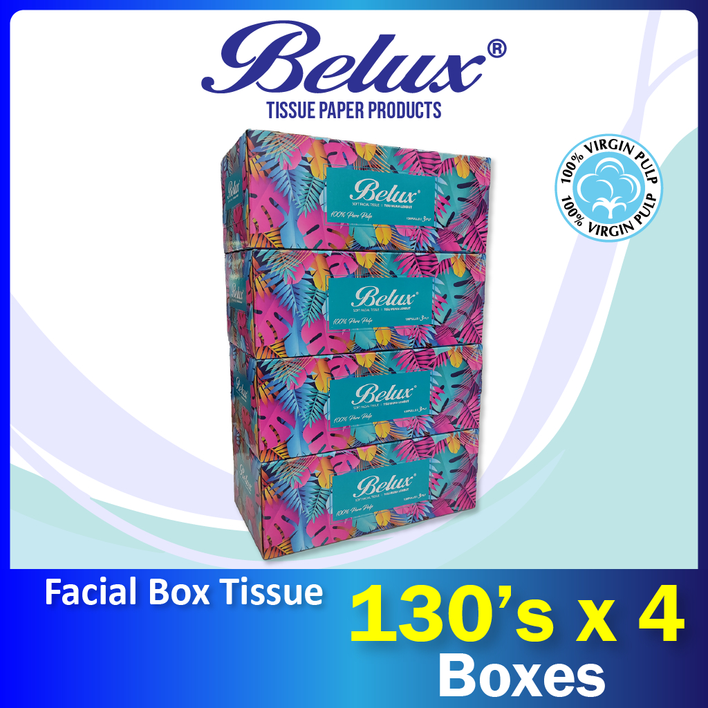 Belux Facial Tissue Box - 3 Ply (130 Sheets x 4 boxes in 1 Bag) Soft ...